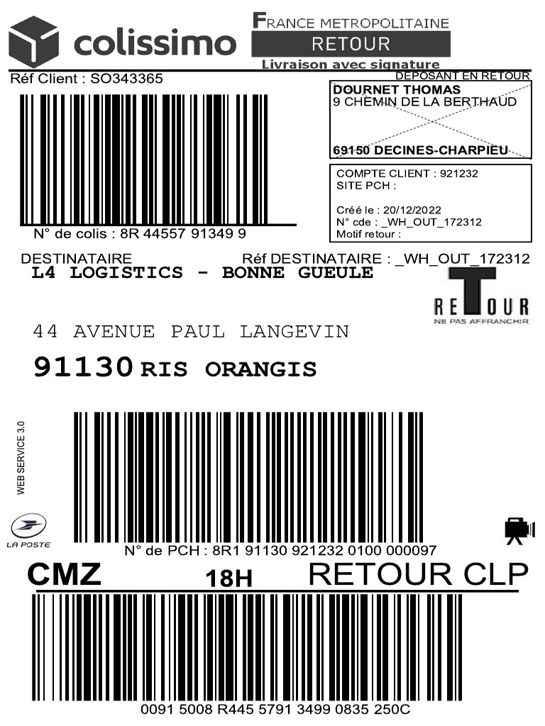 Retour CLP: Comment Utiliser Votre Étiquette RETOUR Colissimo ? | PDF