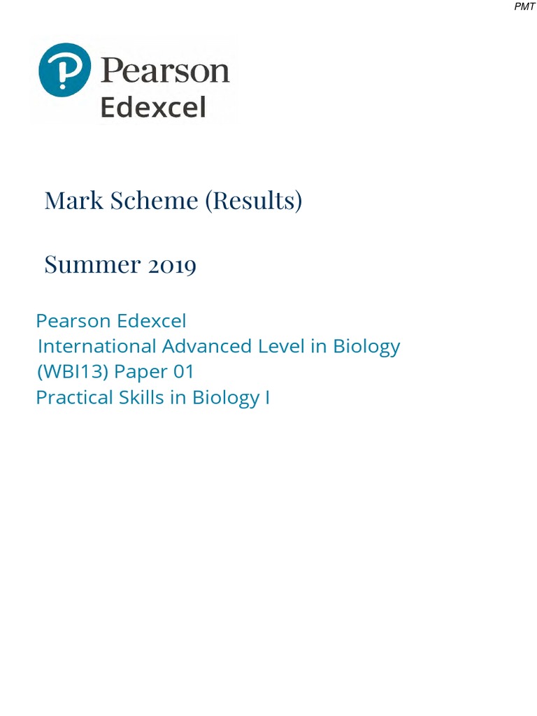 June 2019 (IAL) MS - Unit 3 Edexcel Biology A-Level | PDF | Germination | Chemistry