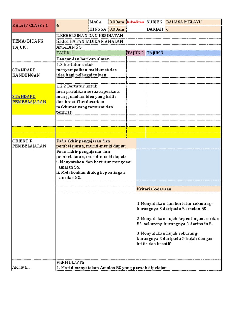 RPH BM Tahun 6 Minggu 10 | PDF
