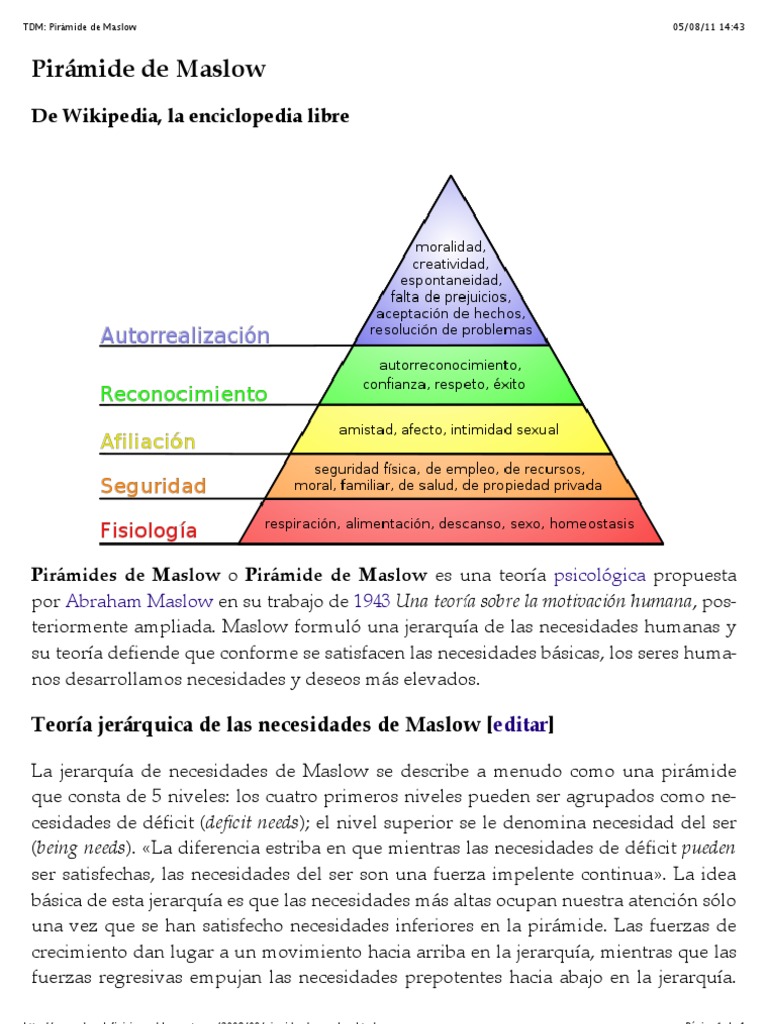 Pirámide de Maslow | PDF | Cognición | Acción (filosofía)