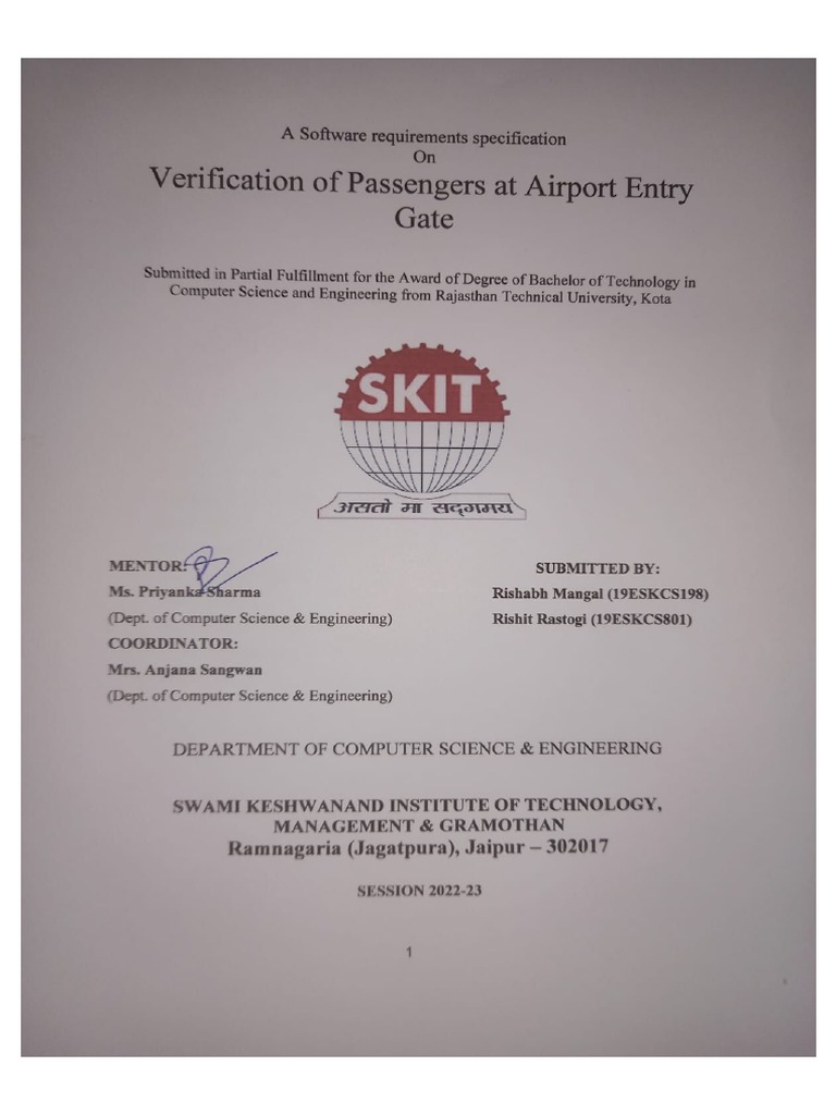 Verification at Airport - SRS | PDF | Python (Programming Language ...
