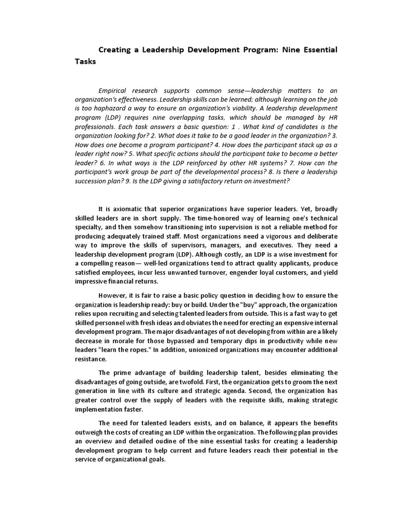 Creating a Leadership Development Program | PDF | Leadership | Team Building