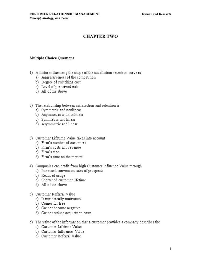 CRM CHAPTER QUESTIONS | PDF | Customer Relationship Management ...