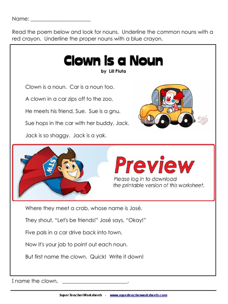 Clown Is A Noun Poem | PDF