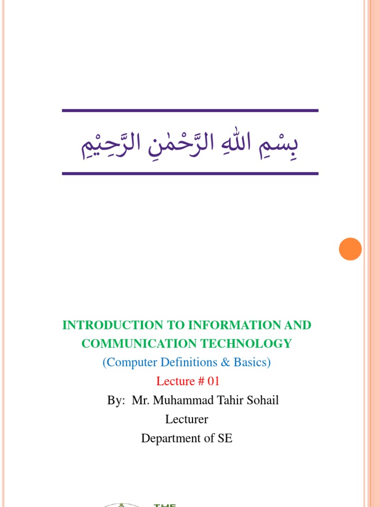 Lec 01 Computer Definitions and Basics | PDF | Input/Output | Information