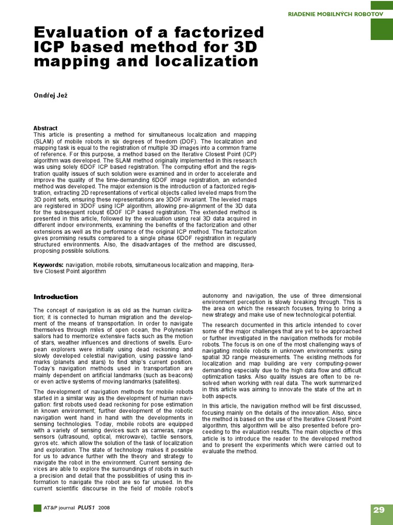 Evaluation of A Factorized ICP Based Method For 3D Mapping and Localization | PDF | Matrix ...