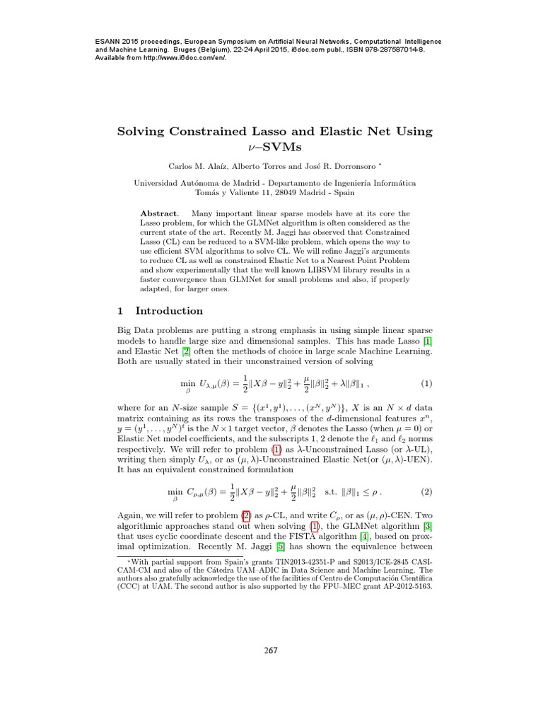 Lasso Svm Pdf Matrix Mathematics Machine Learning