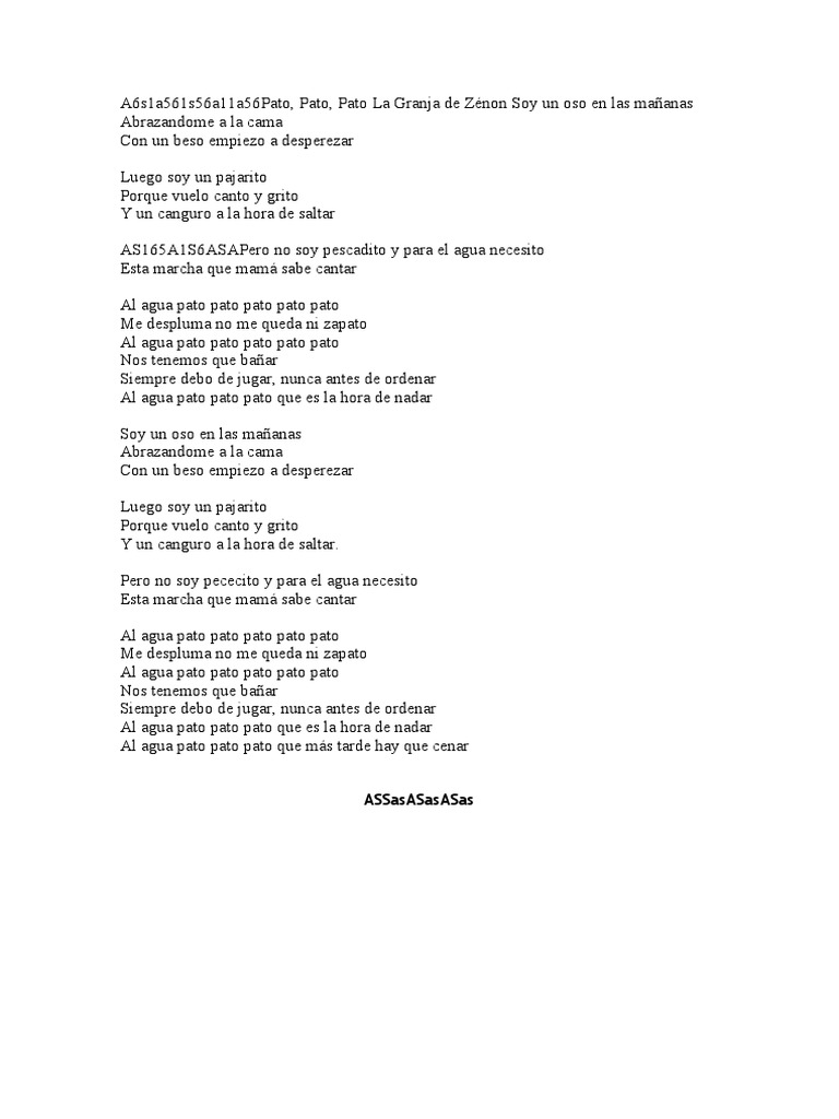 Al Agua Pato: Canción Infantil | PDF