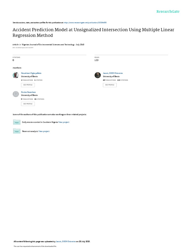 Accident Prediction Model at Unsignalized Intersec | PDF | Regression Analysis | Dependent And ...