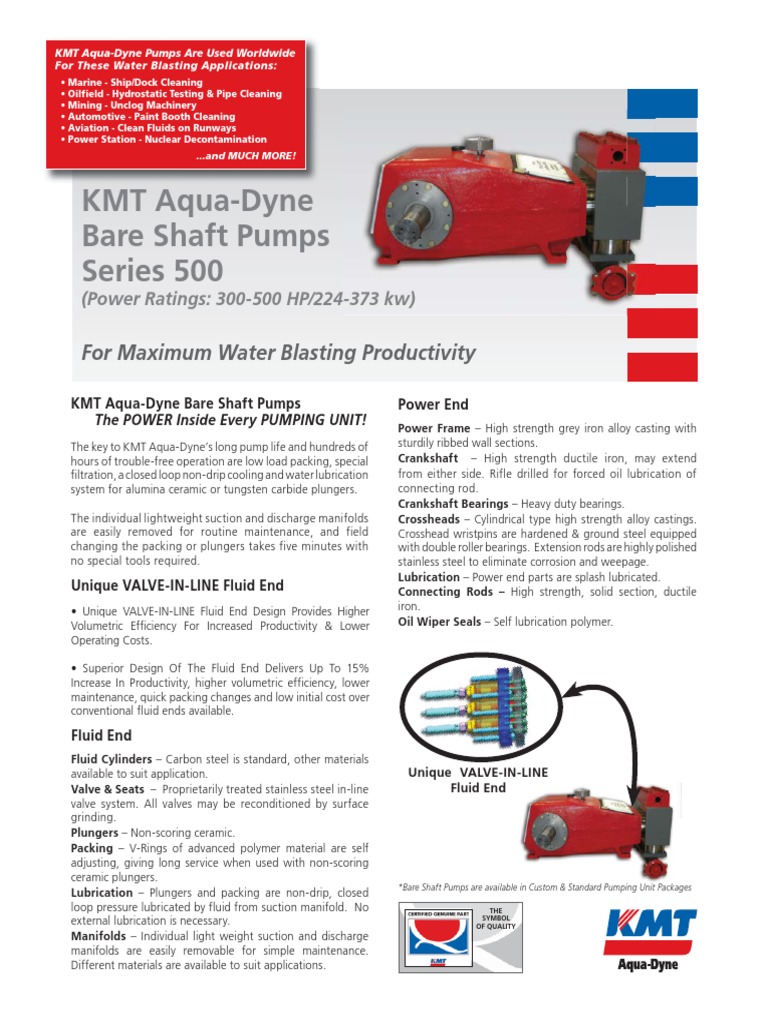 KMT Aqua Dyne Bare Shaft Series 500 - REV 03 10 - L2 | PDF | Pump | Bearing (Mechanical)