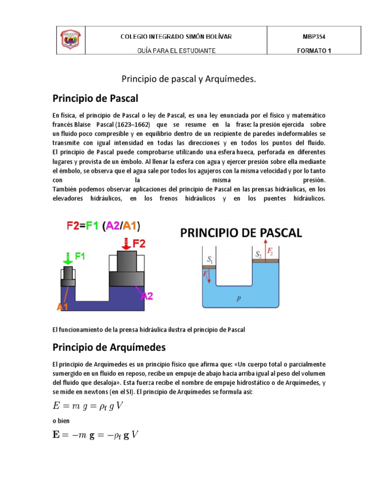 Principio de Pascal y Arquímedes | PDF | Dinámica (Mecánica) | Naturaleza
