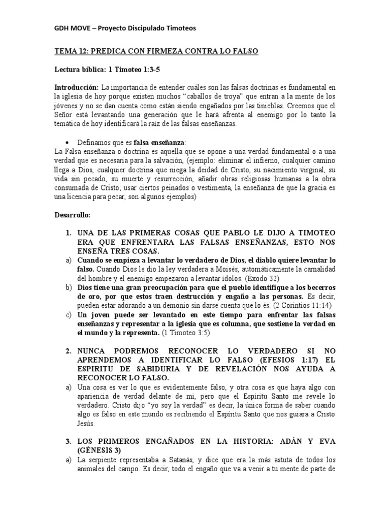 Tema 12 - Falsas Doctrinas | PDF | Adán y Eva | Satán