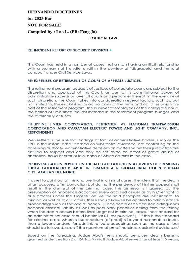 Compiled Hernando Cases PDF | Download Free PDF | Evidence (Law) | Burden Of Proof (Law)