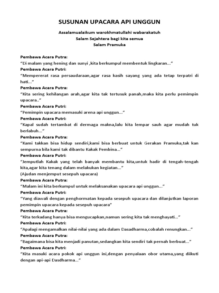 Susunan Acara Api Unggun Pramuka | PDF | Puisi