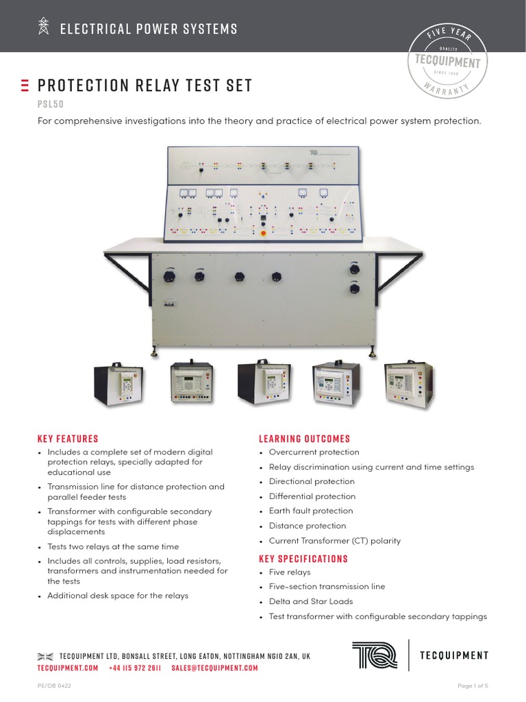 PSL50 Protection Datasheet | PDF | Transformer | Relay