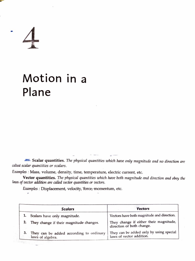 Class 11 Physics Ch. 4 Motion in Plane | Download Free PDF | Euclidean Vector | Velocity