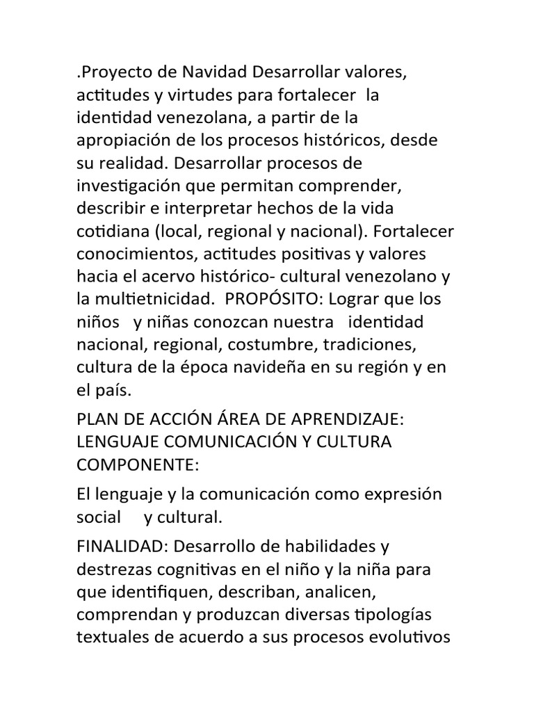 Proyecto de Navidad Desarrollar Valores | PDF | Navidad | Tradiciones navideñas