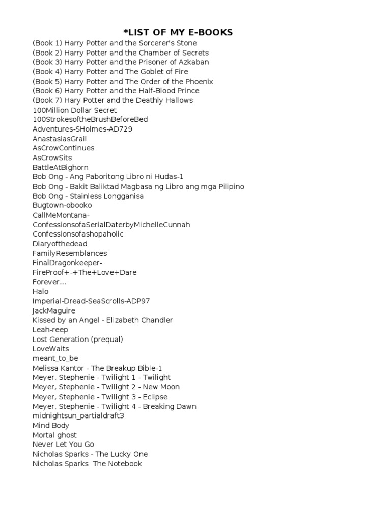 List of Ebooks | PDF