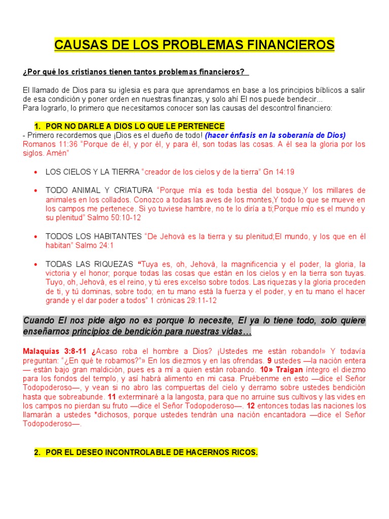 Causas de Los Problemas Financieros | PDF | Libro de proverbios | Libro ...