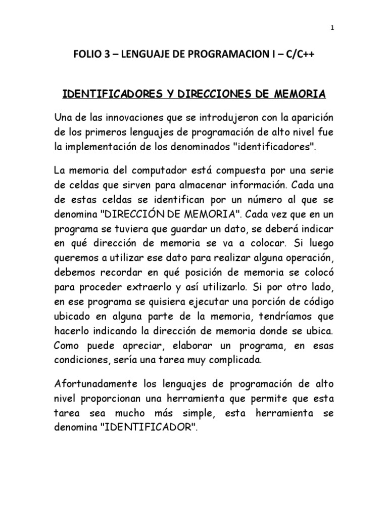 Folio 3 | PDF | Cadena (informática) | Lenguaje de programación