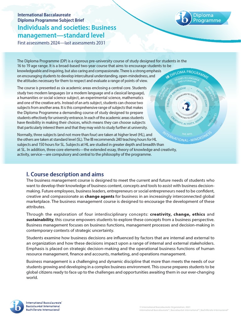 Business Management SL Subject Brief en | PDF | Business | Economies
