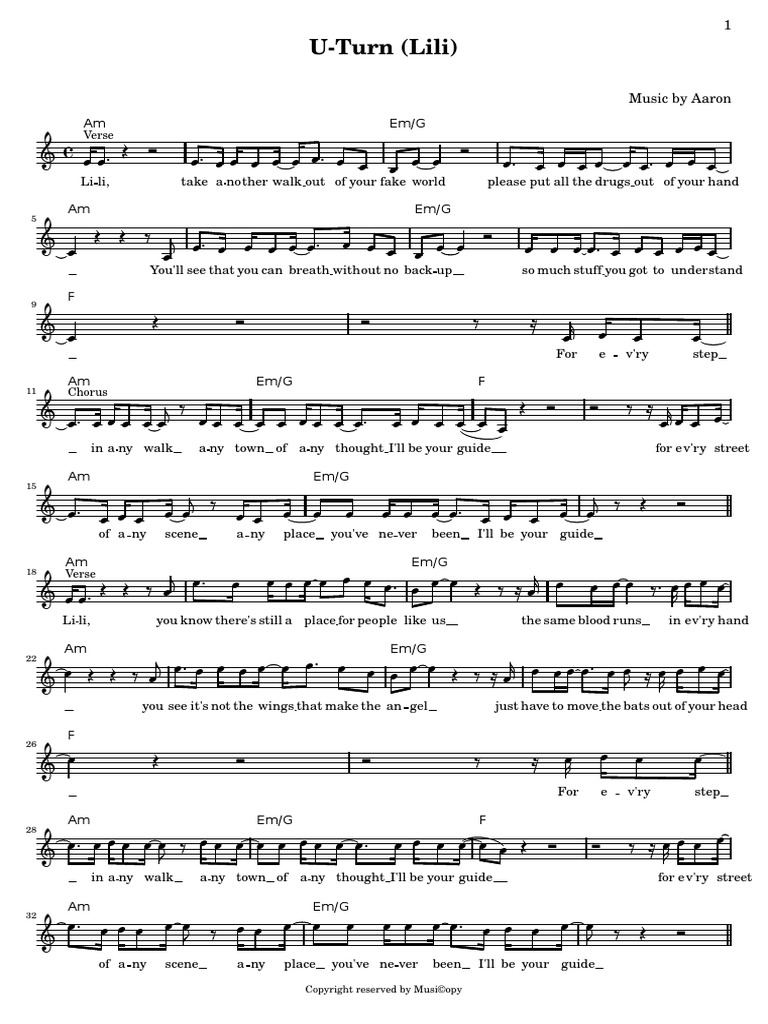 U-Turn - Lili - Aaron - 2 Map | PDF