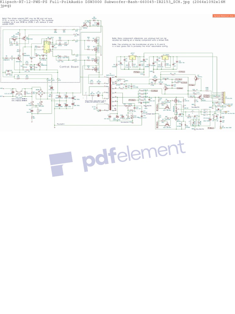 Klipsch-RT-12-PWS-PS Full-PolkAudio DSW3000 Subwoofer-Bash-660045-IR2153 - SCH | PDF