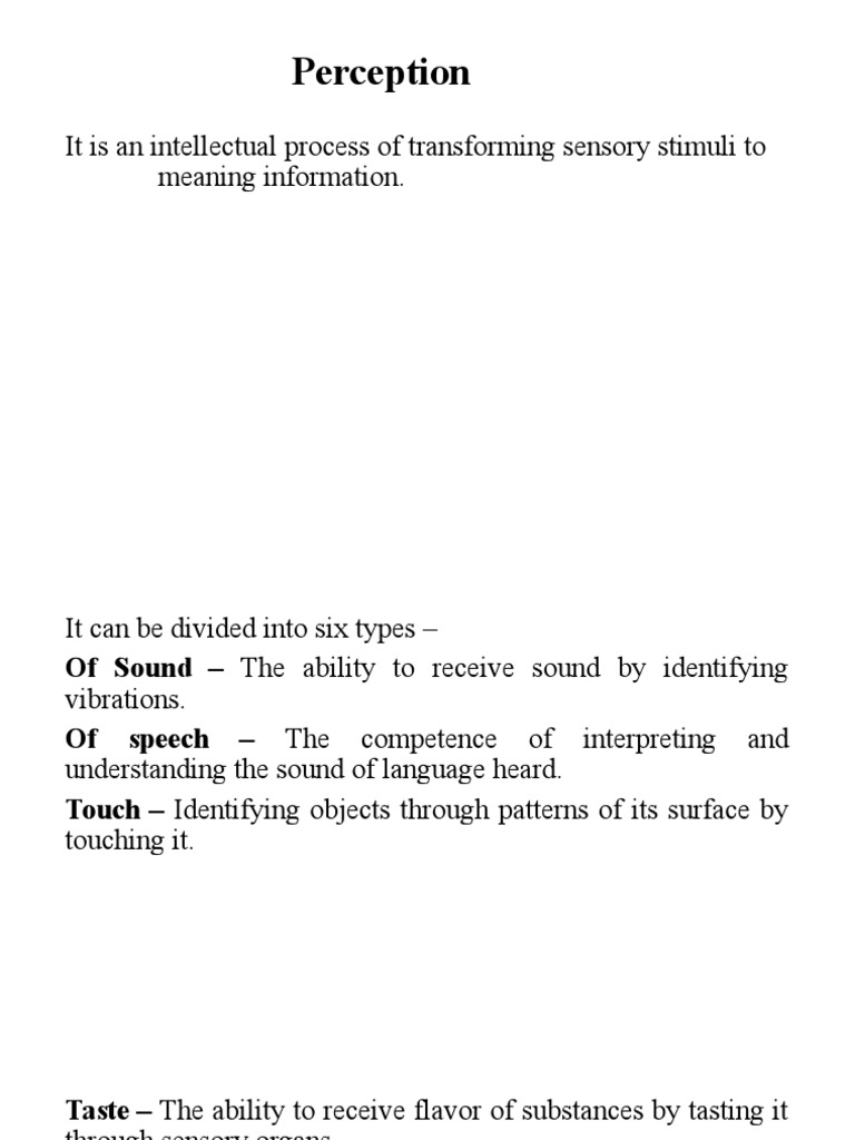 Perception | PDF | Perception | Senses