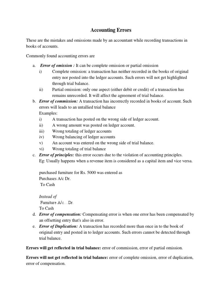Accounting Errors | PDF