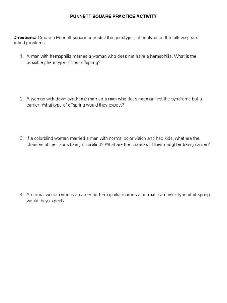 Punnett Square Practice Activity | PDF
