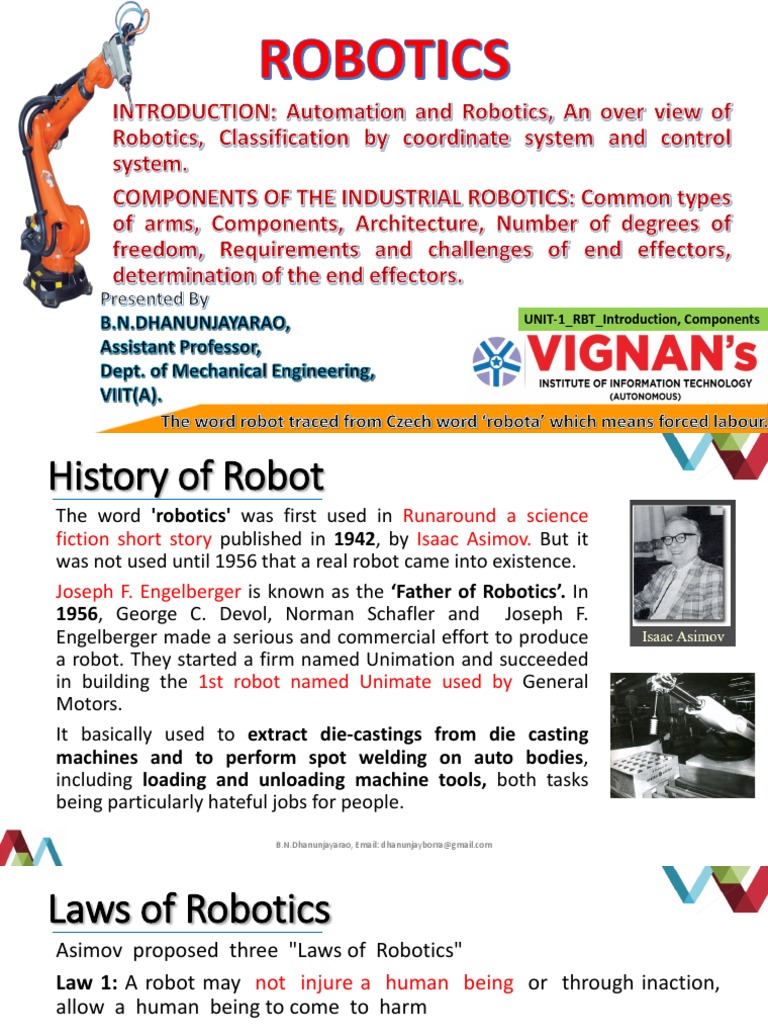 UNIT-1 Introduction, Classification, Components | PDF | Automation | Robot