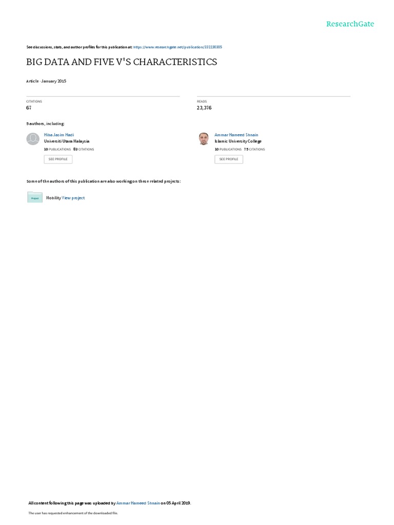 Big Data and Five V's Characteristics | PDF | Big Data | Databases
