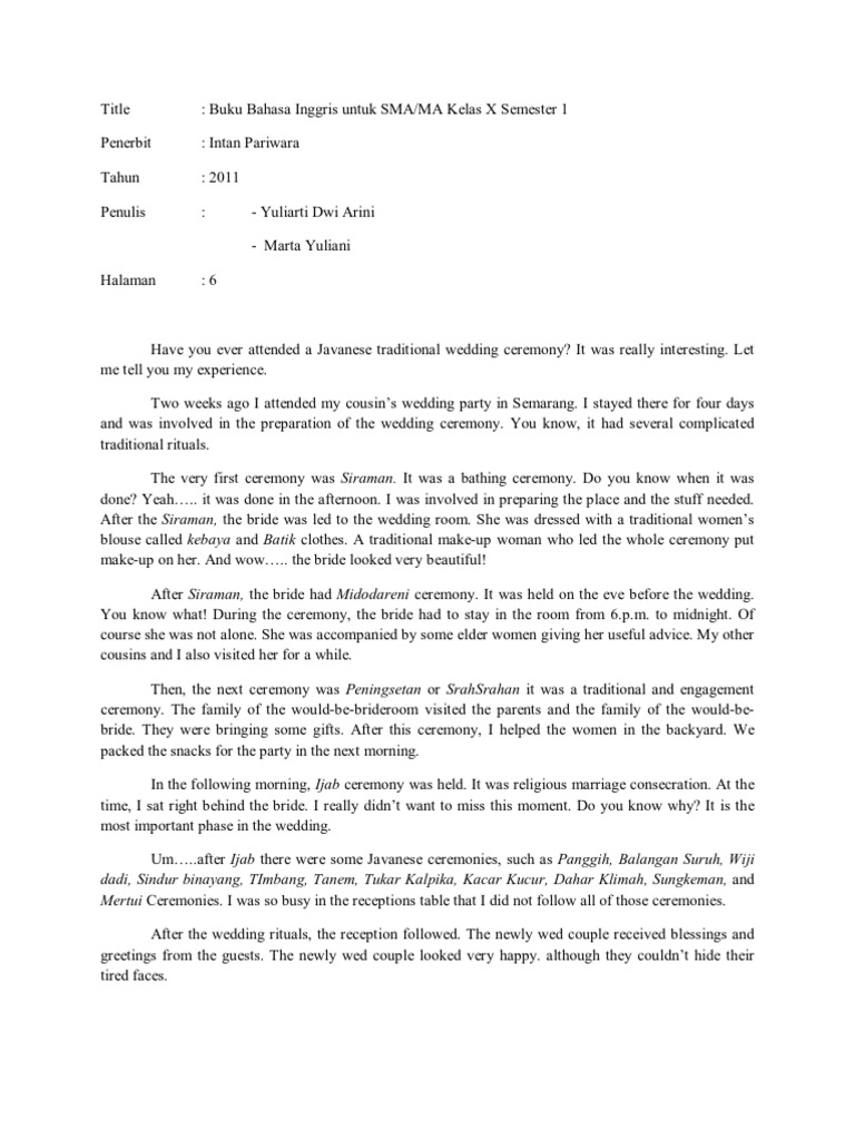 Wedding Ceremony of Java | PDF | Wedding | Marriage, Unions And ...