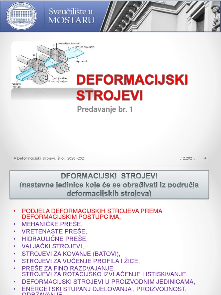 1 Deformacijski Strojevi Pred 1 14.10.2021 | PDF