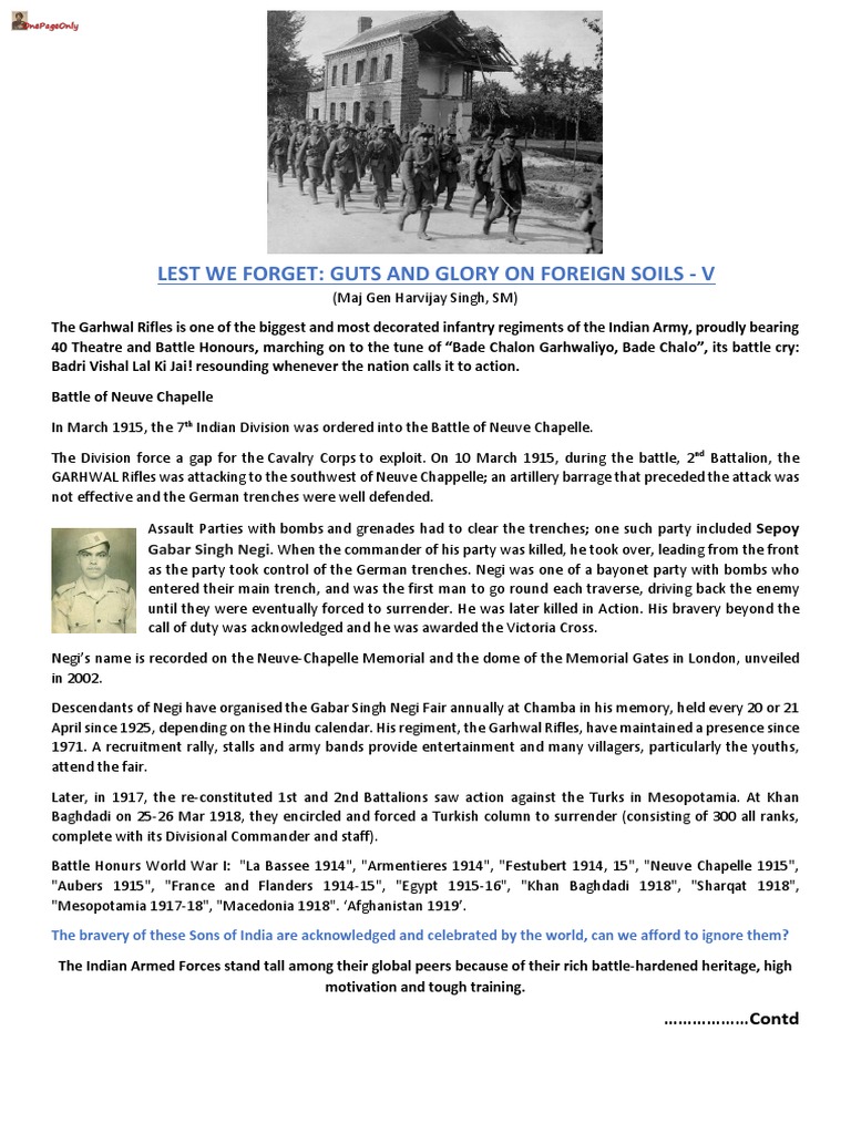 Lest We Forget, Guts and Glory On Foriegn Soils V | PDF | Battles Of ...