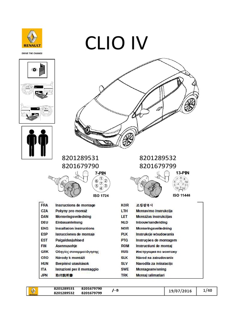 NM Faisceau Attelage 7 13 Voies Clio IV Phase 2 Feux Ar Led | PDF