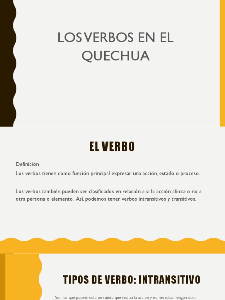 Semana 13. LOS VERBOS EN EL QUECHUA k7 y k8 | PDF | Verbo | Sintaxis