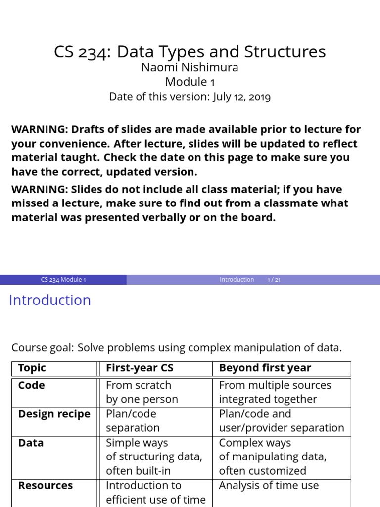 234 Slides 01 | PDF | Computer Programming | Data Structure