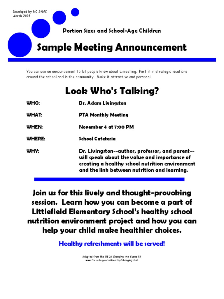 Sample Meeting Announcement | PDF