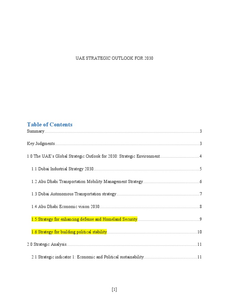 Uae Strategic Outlook | PDF | United Arab Emirates | Dubai