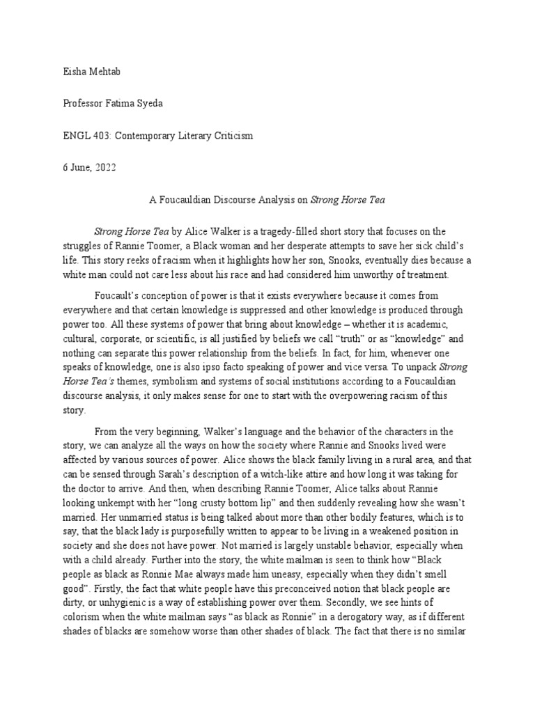 A Foucauldian Discourse Analysis On Strong Horse Tea | PDF | Michel ...