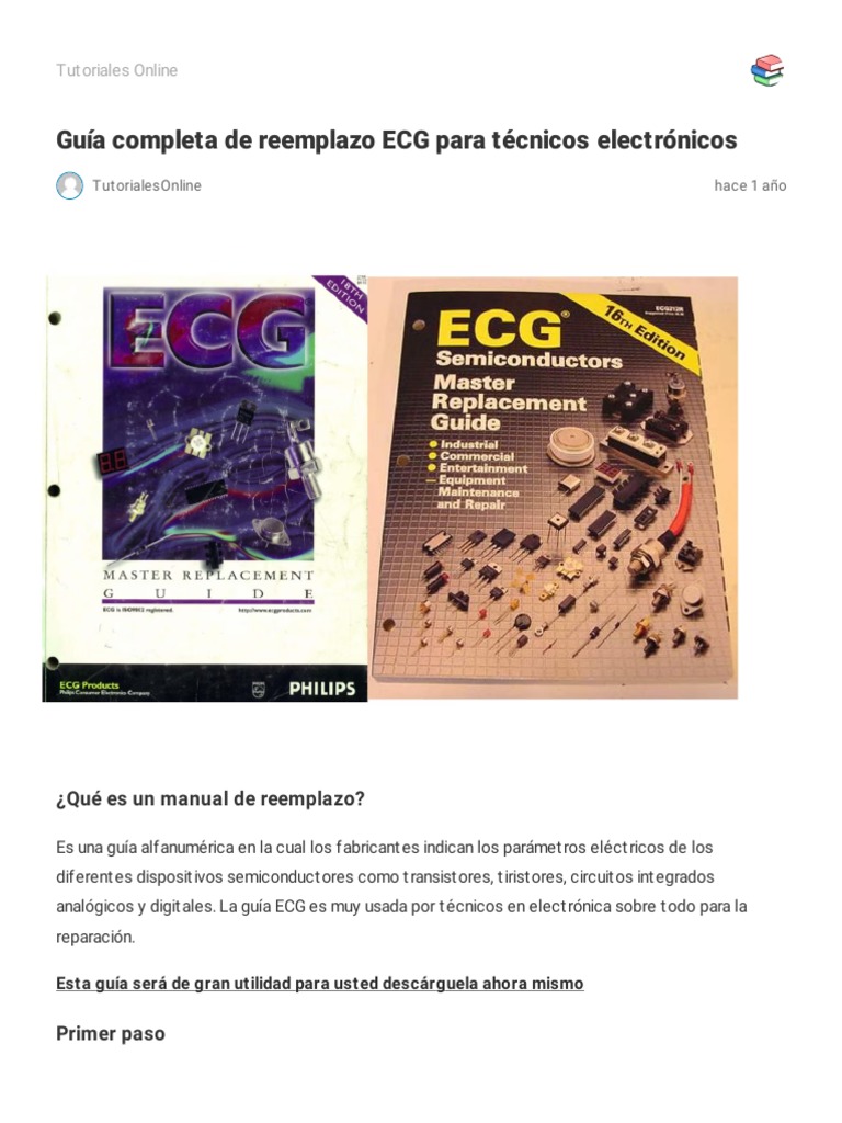 Guía Completa de Reemplazo ECG para Técnicos Electrónicos - Tutoriales Online | PDF