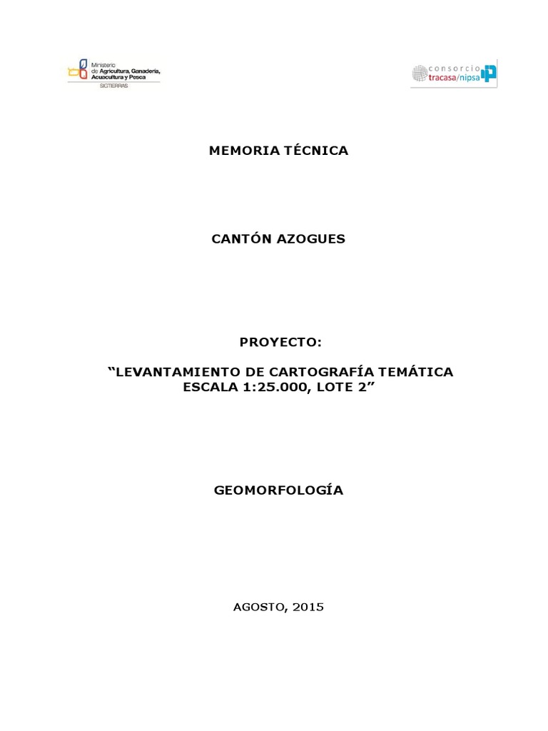 Memoria Tecnica Geomorfologia AZOGUES 20151117 | PDF | Mapa | Geomorfología