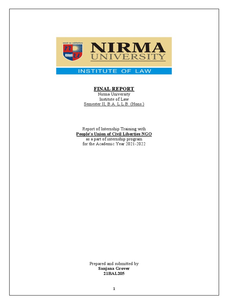 Internship Report Sem 2 | PDF | Human Rights | Justice