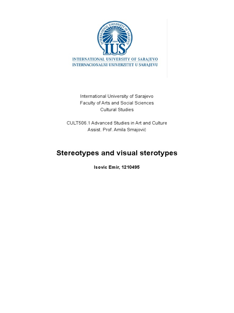 Stereotypes and Visual Stereotypes, A Paper | PDF | Stereotypes ...