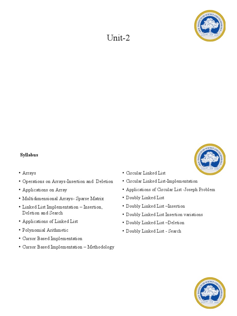 Unit 2 Pdf Array Data Type Array Data Structure 0033