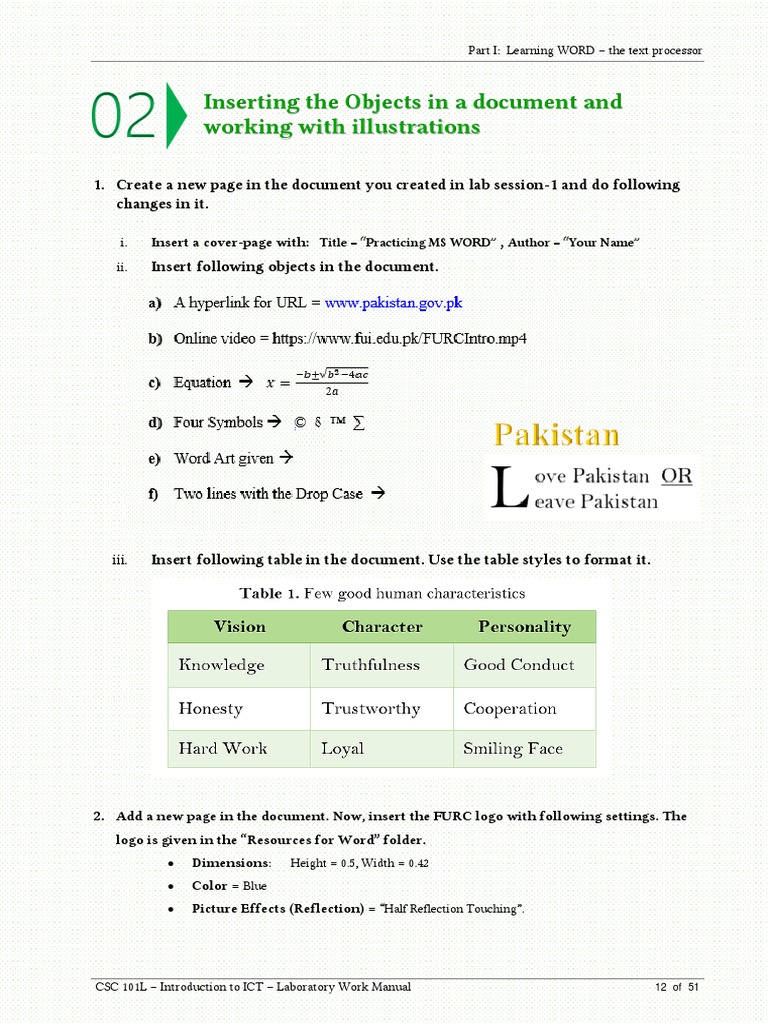 Lab Manual - ICT - Lab2 - MSWord | PDF