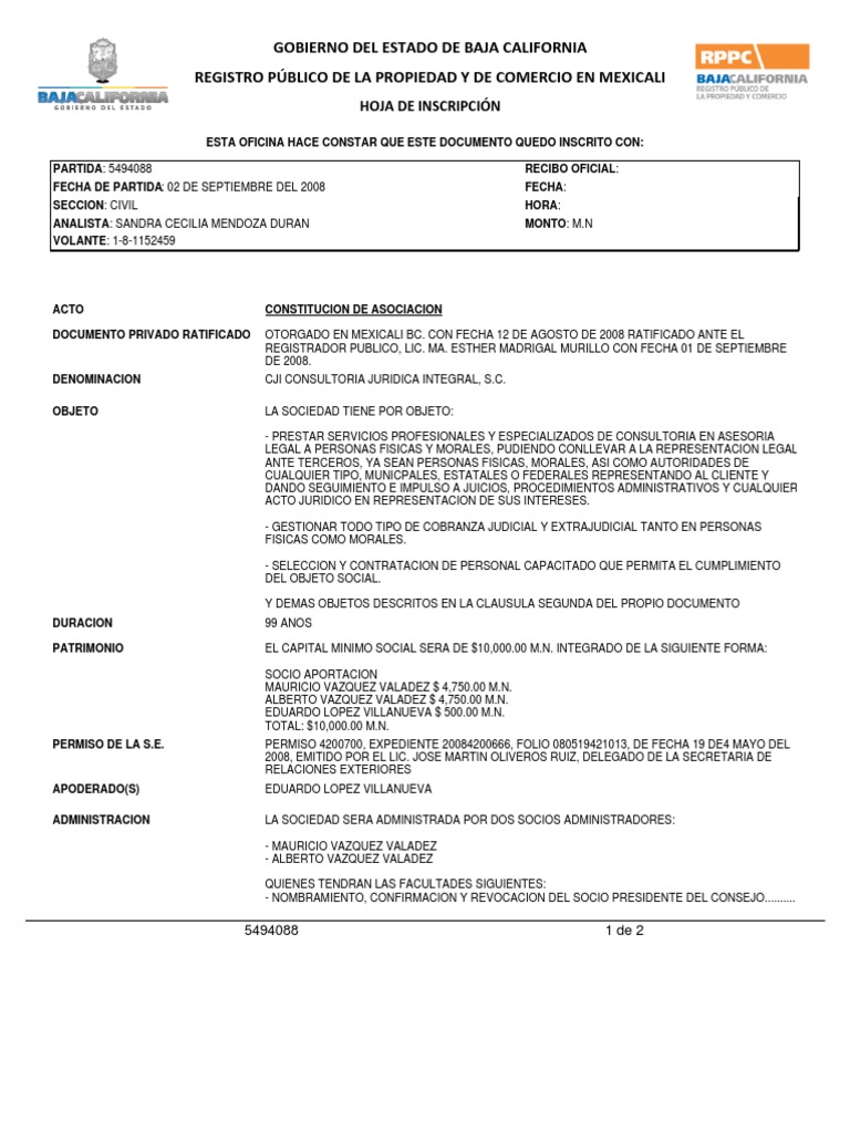 Inscripcion de Sociedad en RPPC | PDF | Justicia | Crimen y violencia