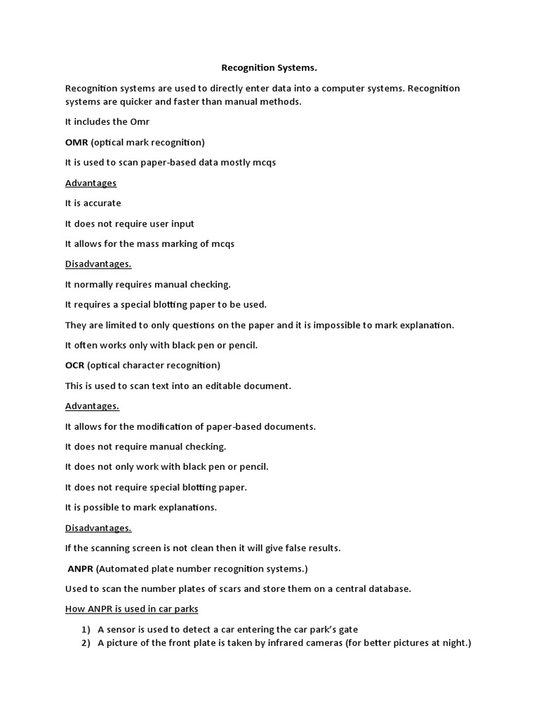 Recognition Systems Assignments | PDF | Optical Character Recognition | Computing