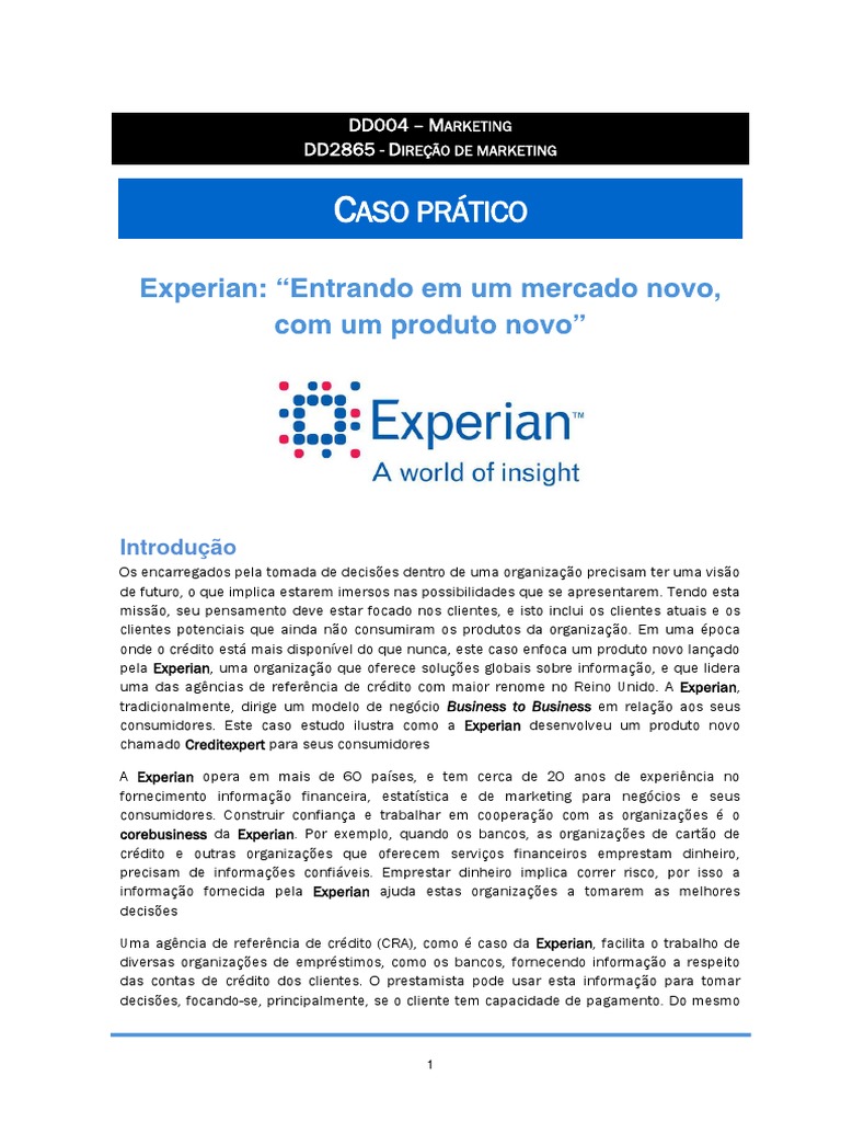 Experian: Lançamento do CreditExpert | PDF | Marketing | Segmentação de ...